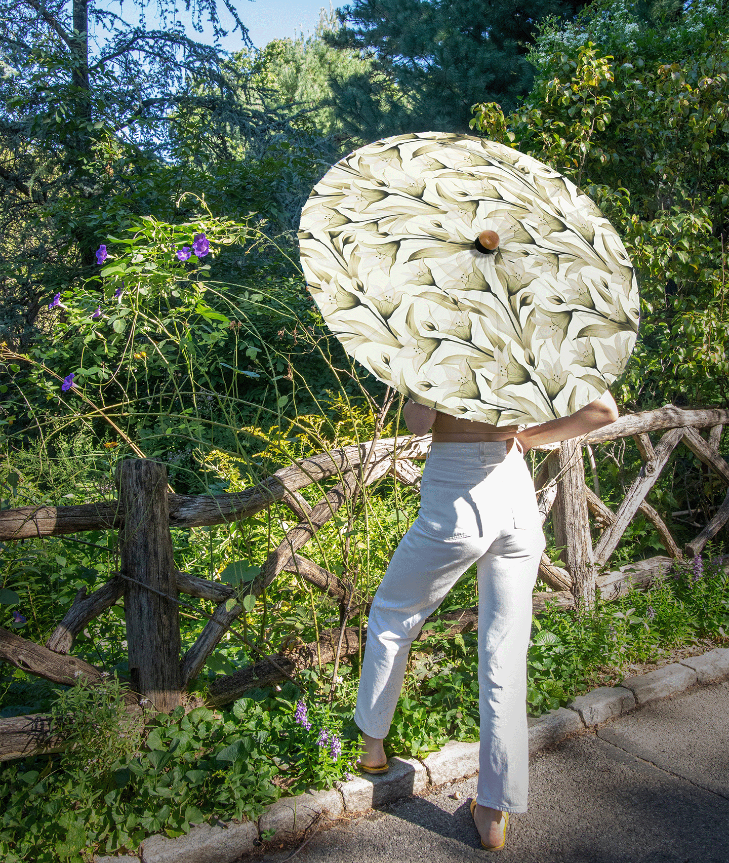 Lily-Lark | LOVELY LILIES print UV sun parasol, Lark collection UPF50+