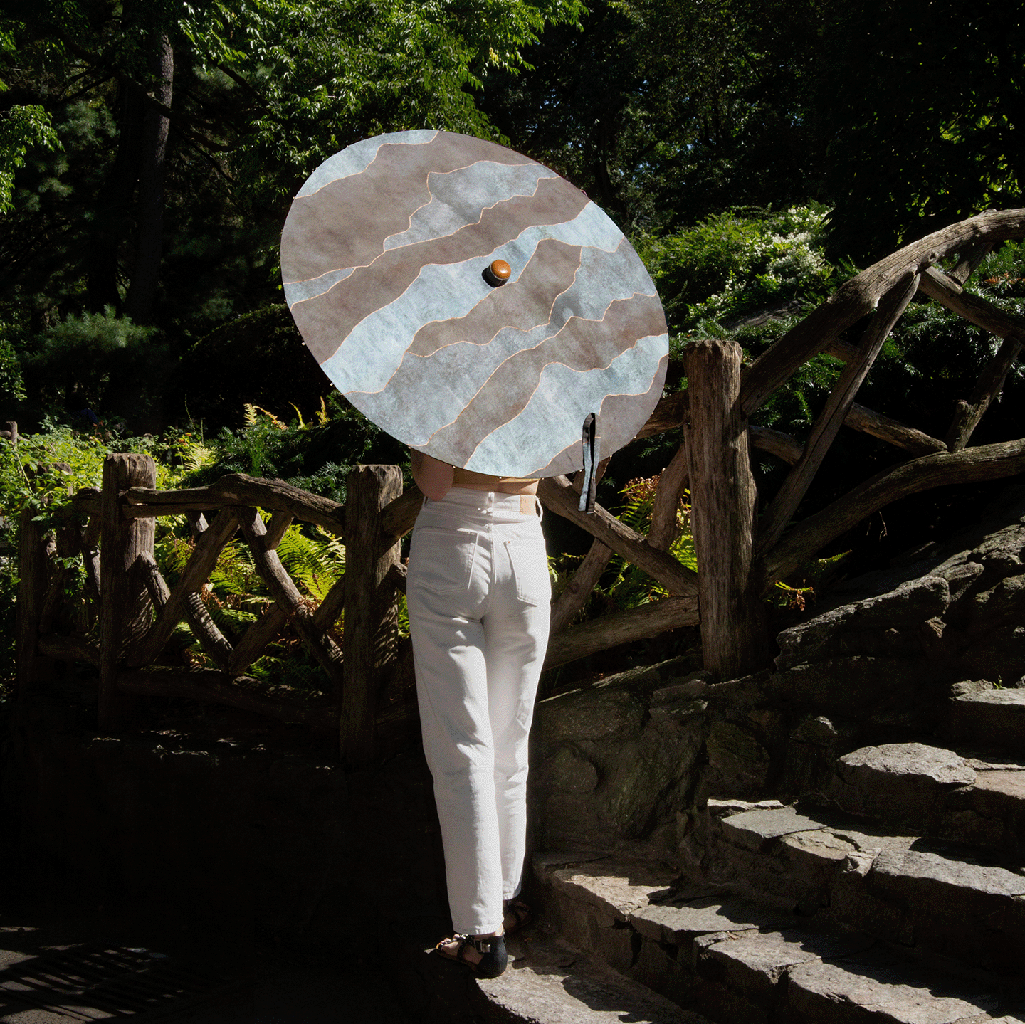 Lily-Lark | GRAY MOUNTAINS print UV sun parasol, handmade, UPF 50+